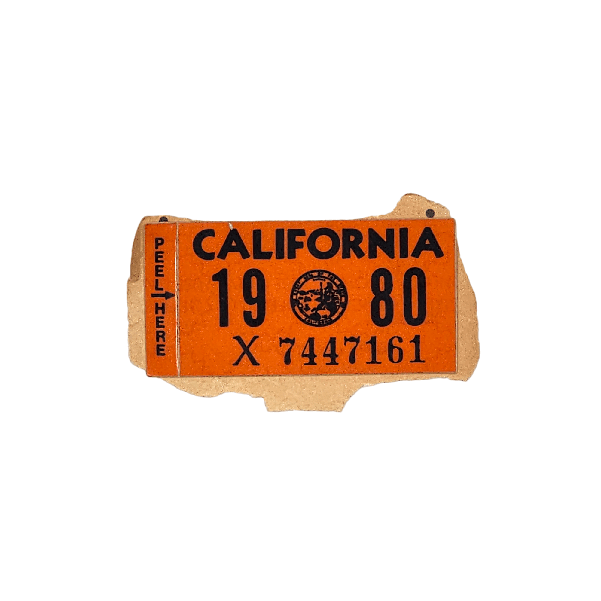 1980 California License Plate Registration Sticker - Assorted Riches